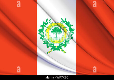 Raleigh waving flag illustration. Regions and Cities of the United ...