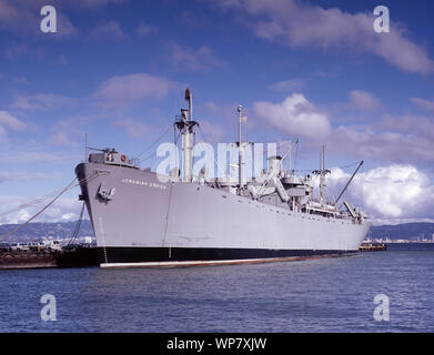 The Liberty ship S.S. Jeremiah O'Brien sits pier side in San Francisco ...