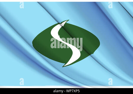 Shiriuchi waving flag illustration. Regions of Japan. Perfect for ...