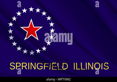 Springfield Illinois waving flag illustration. Regions and Cities of ...