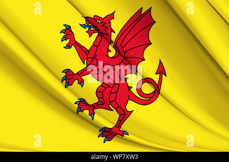 Somerset waving flag illustration. Regions of England and United ...