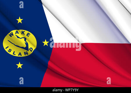 Wake Island waving flag illustration. Regions and Cities of the United ...