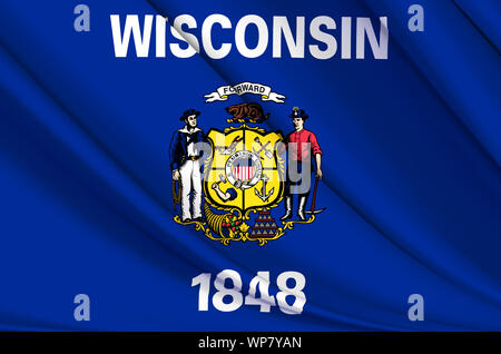 Wisconsin waving flag illustration. US states. Perfect for background ...