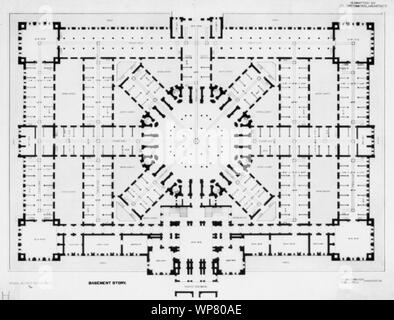 The basement story plan of the Library of Congress in Washington, D.C ...
