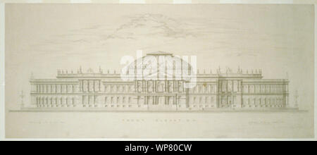 This is a front elevation rendering of the Library of Congress, located ...