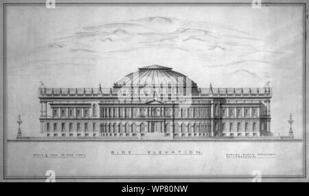 A side elevation rendering of the Library of Congress in Washington, D ...