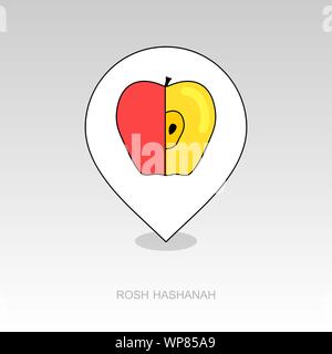 Apple. Rosh Hashanah pin map icon. Shana tova Map pointer. Happy and ...