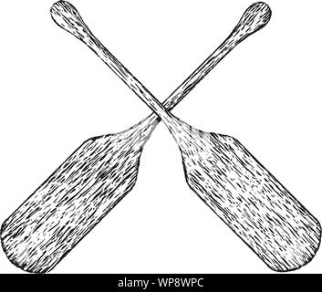 Woodcut Illustration of an Oar Drawing. - Vector Stock Vector Image ...