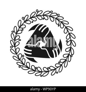 leaf hand triangle Commitment Teamwork Together Outline Logo Stock Vector Image & Art - Alamy