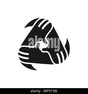 triangle hand Commitment Teamwork Together Outline Logo vector Stock Vector Image & Art - Alamy