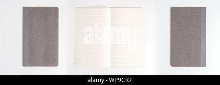 gray notebook isolated on white background.top view Stock Photo - Alamy