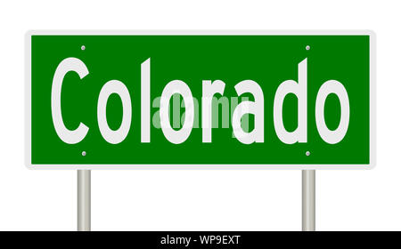 Rendering of a green Colorado highway sign with city information Stock ...