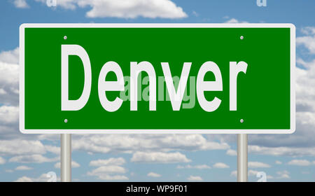 Rendering of a green highway sign for Denver Colorado Stock Photo - Alamy