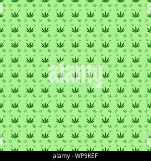 Hemp or cannabis leaves seamless pattern. Close up of fresh green ...