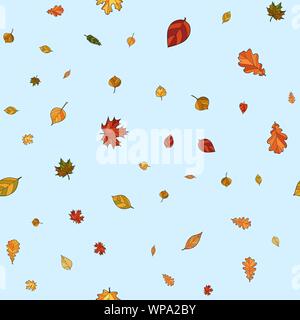 abstract doodle autumn leaves seamless pattern Stock Vector Image & Art ...