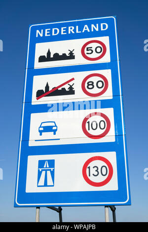speed limit information sign at the border of Luxembourg Stock Photo ...
