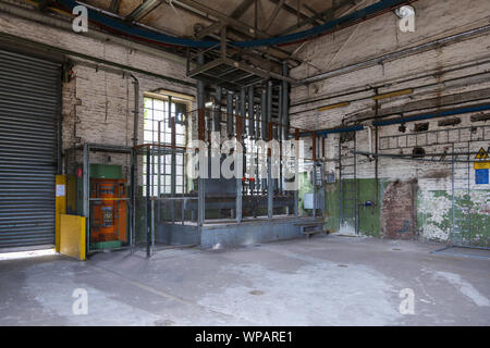 Old dirty room with the controller zone of pressure sensors, pump ...