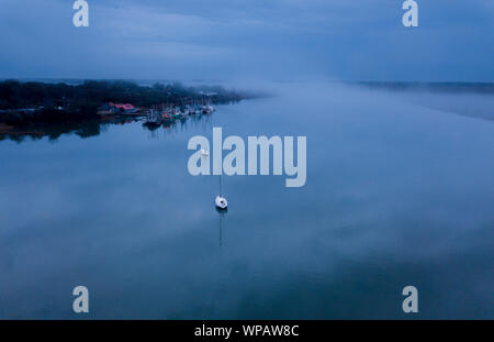 Aerial view of Beaufort and Port Royal, South Carolina and coastline ...