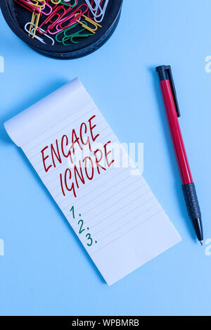 Writing note showing Engage Ignore. Business concept for Silent ...