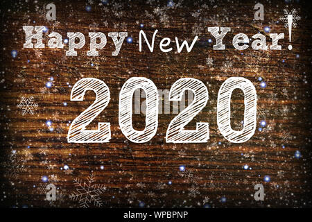 2020. Dark wood texture 2020.New year background. Retro wooden table ...