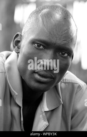 Young man with scarification on his face, Chad Stock Photo - Alamy