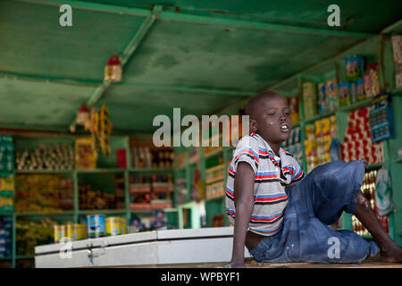 BOR, SOUTH SUDAN-DECEMBER 4, 2010: Unidentified Dinka tribesmen wrestle ...