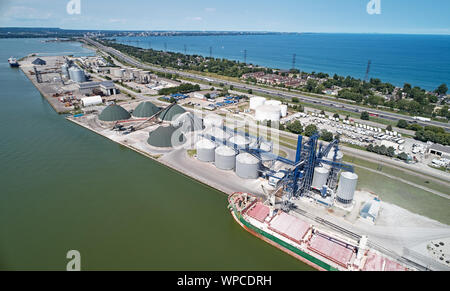 Aerial view of the city of Hamilton, Ontario, Canada with Hamilton ...