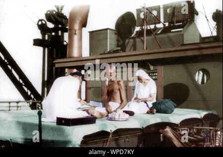 Mahatma Gandhi during the voyage to England on SS Rajputana, British ...