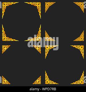 Curved stone mosaic page border design set - vector design elements ...