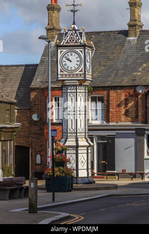 downham market town centre,ornate village clock, norfolk, england, uk ...