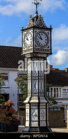 downham market town centre,ornate village clock, norfolk, england, uk ...