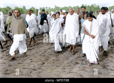 Mahatma Gandhi at Noakhali after the riots between Hindus and Muslims ...