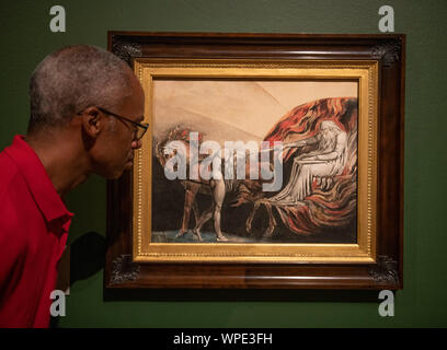 God Judging Adam by William Blake, relief etching, printed in color and ...