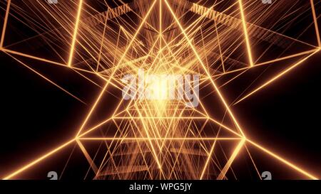 abstract golden triangle wireframe design 3d rendering background ...