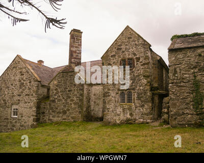 Front entrance Ty Neuadd Hafoty Hall Medieval House Llanddona Isle of ...
