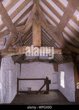 Original timber framed upstairs room Ty Neuadd Hafoty Hall Medieval ...