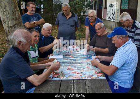 ZRENJANIN, SERBIA, SEPTEMBER 05,2019. A group of senior citizens mostly ...