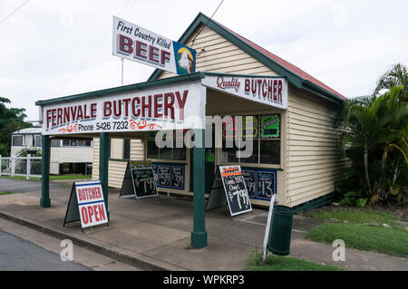 An Australian butcher’s shop in a small town of Fernvale in Queensland ...