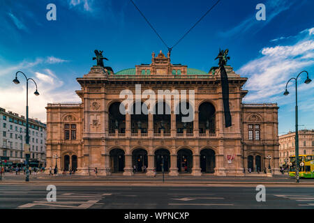 Classical opera house theater, wide-angle interior view from the stage ...