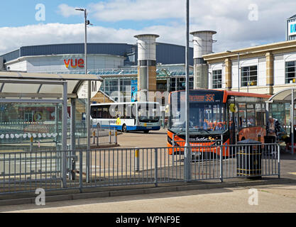 The bus station in Scunthorpe, North Lincolnshire, England UK Stock ...