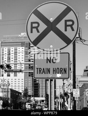 No train horn warning sign Stock Photo - Alamy