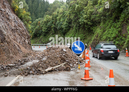 Car Driving Past Road Signs Stock Photo - Alamy