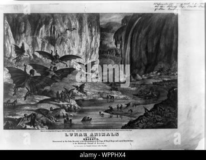 The Great Moon Hoax, Lunar Creatures and Landscape Stock Photo - Alamy