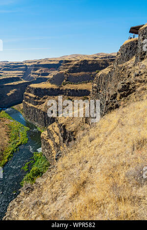 Washington, view of Palouse River Canyon from Palouse Falls State Park ...