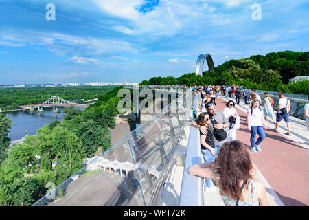 Glass Bridge and People's Friendship Arch - Kiev, Ukraine Stock Photo ...