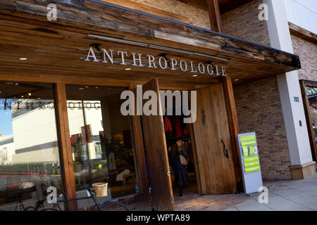 Anthropologie sign, logo of the store facade of clothing retail company ...