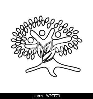 Tree leaf People Commitment Teamwork Together Outline Logo Stock Vector ...