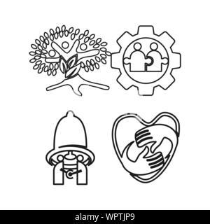 bell gear leaf Commitment Teamwork Together Outline Logo Stock Vector Image & Art - Alamy