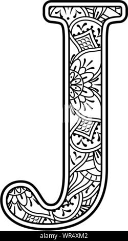 initial n in black and white with doodle ornaments and design elements ...