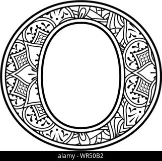 initial n in black and white with doodle ornaments and design elements ...